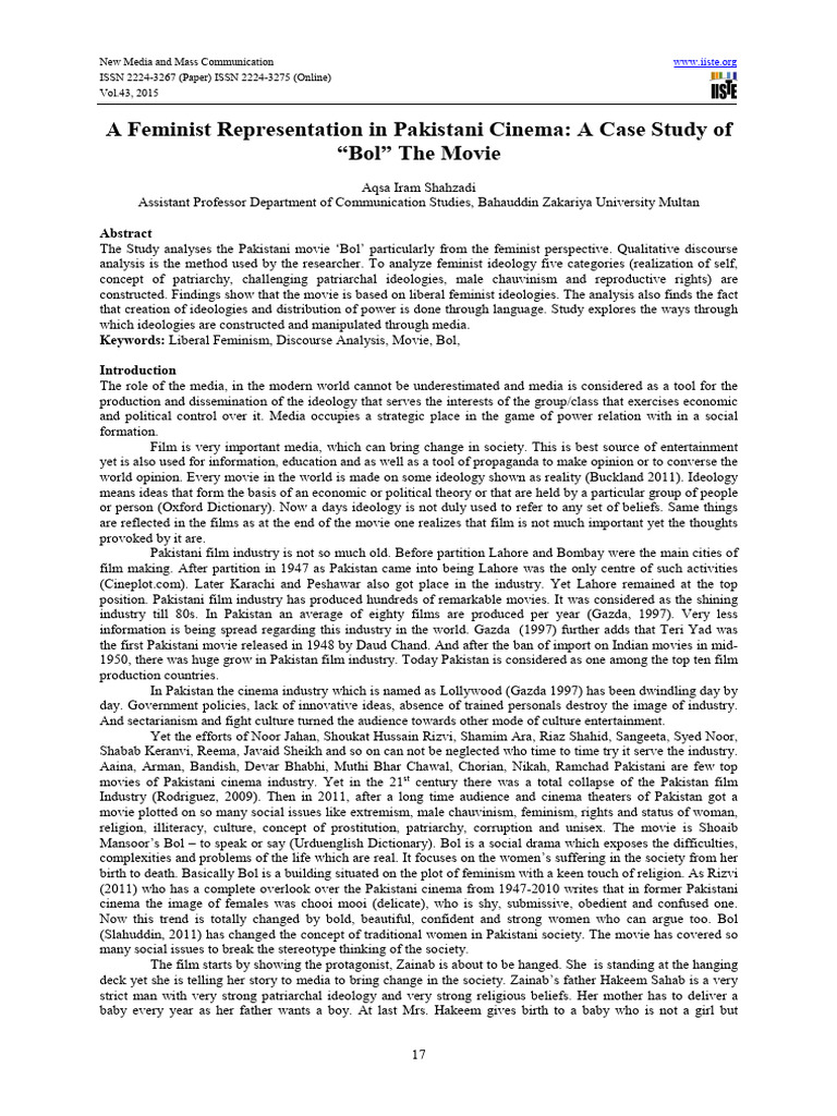 A Feminist Representation in Pakistani C | PDF | Feminism | Gender Studies