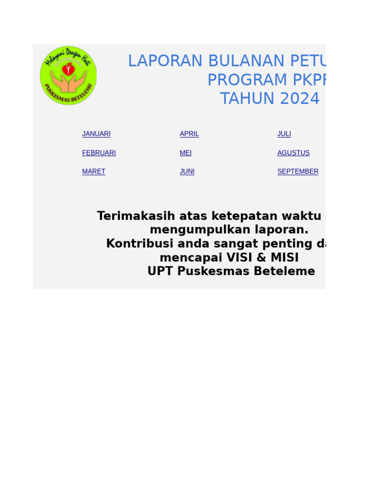 Laporan Bulanan PKPR Petugas Desa 2024 Laporan Bulanan PKPR Petugas ...