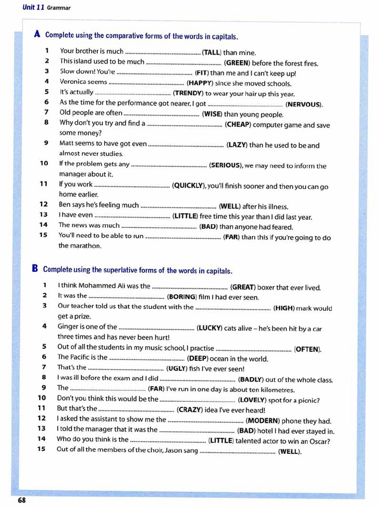 Comparative and Superlative Ex | PDF