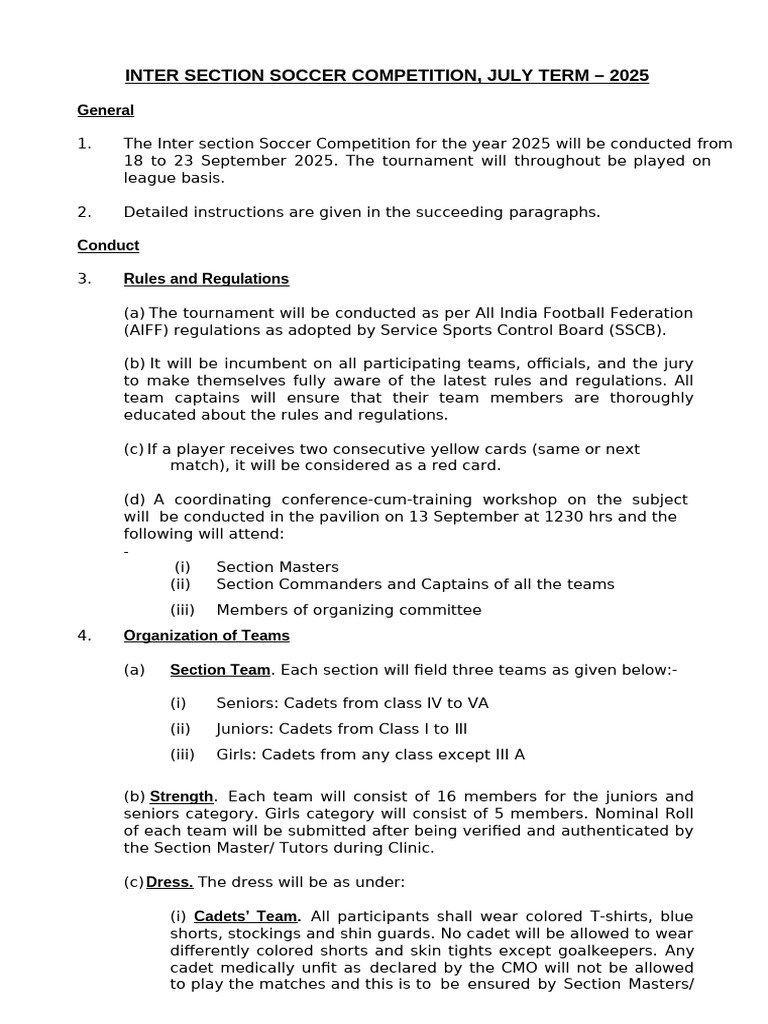 Intersection Football Competition 2025 | PDF | Sports
