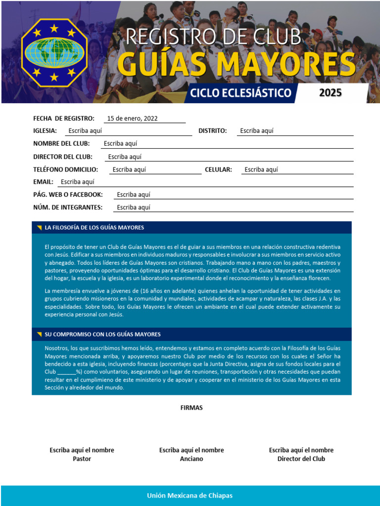 Registro de Club Guias Mayores | PDF