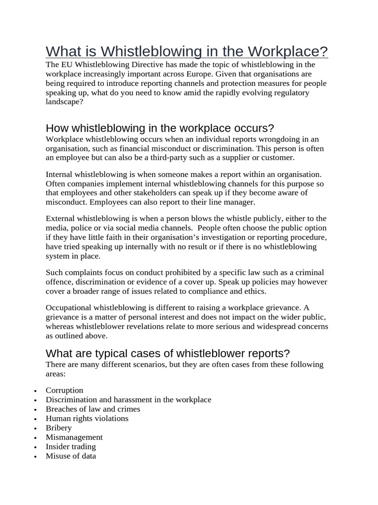 Understanding Workplace Whistleblowing | PDF | Justice | Crime & Violence