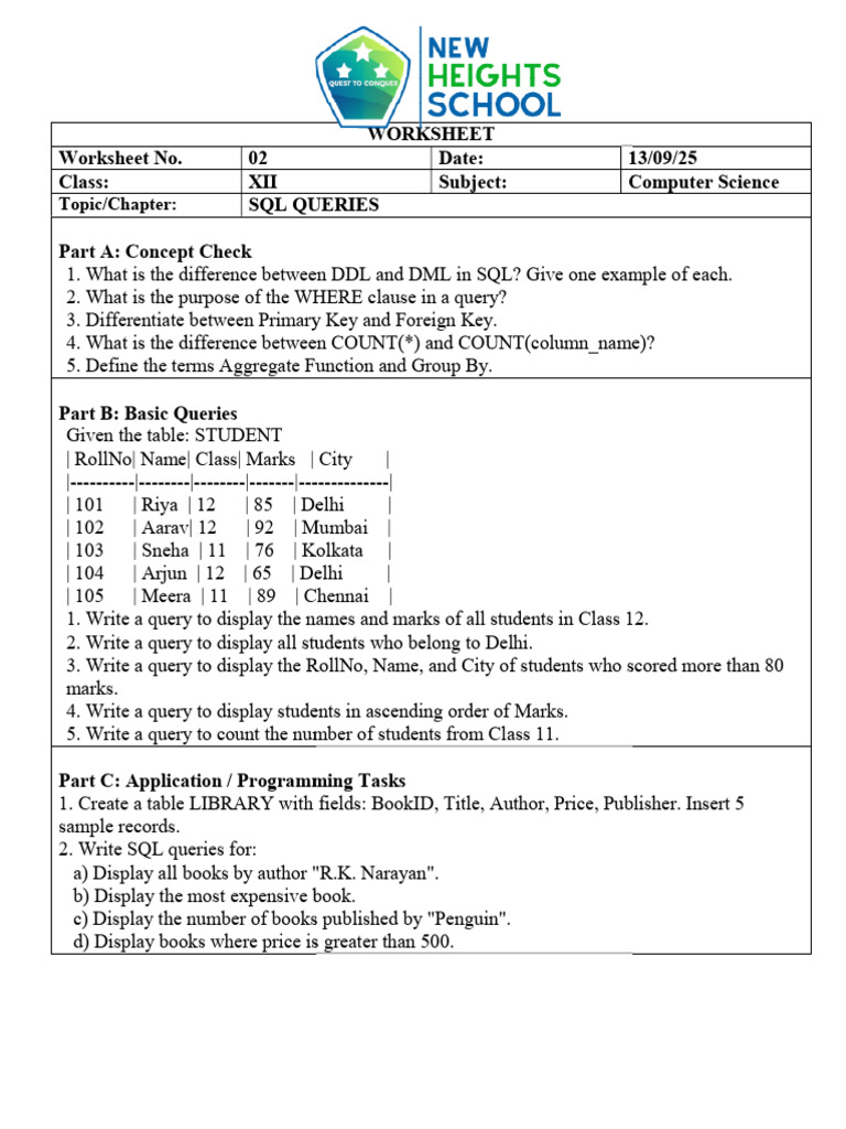 Worksheet2 Mysql | PDF