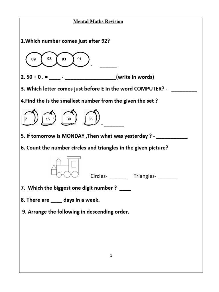 Mental Maths Revision | PDF