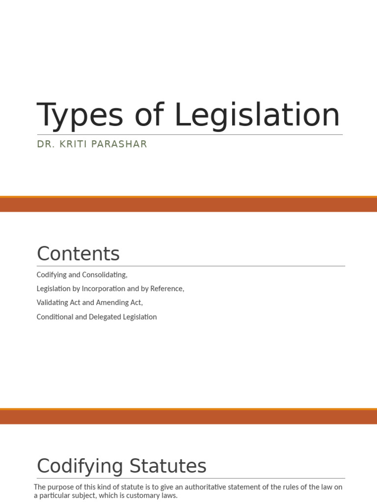 Types of Legislation | PDF | Codification (Law) | Repeal
