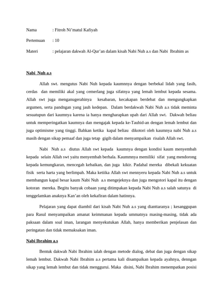 Dakwah Nabi Nuh dan Ibrahim A.S. | PDF