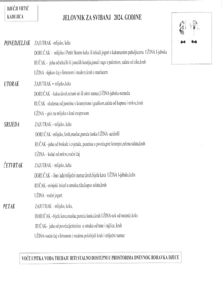 Jelovnik Za Svibanj 2024.godine | PDF