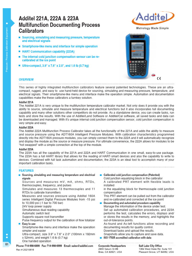 221A 222A 223A Multifunction Documenting Process Calibrators | PDF ...