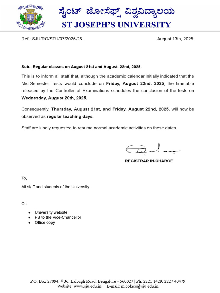 Regular Classes on Aug 21-22, 2025 | PDF