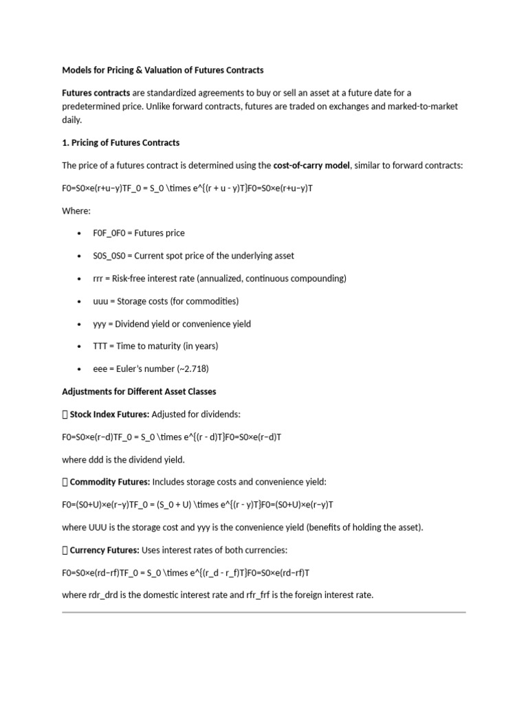 Futures Valuation Formula Explained | PDF