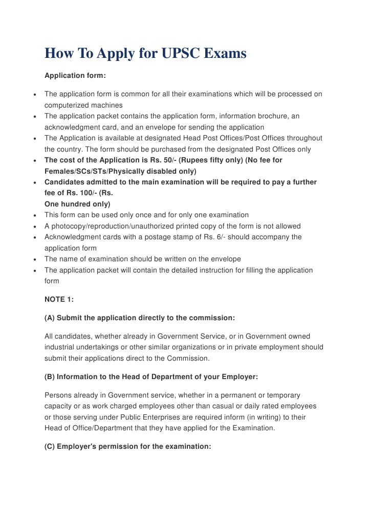 How To Apply For UPSC Exams | PDF | Government | Business