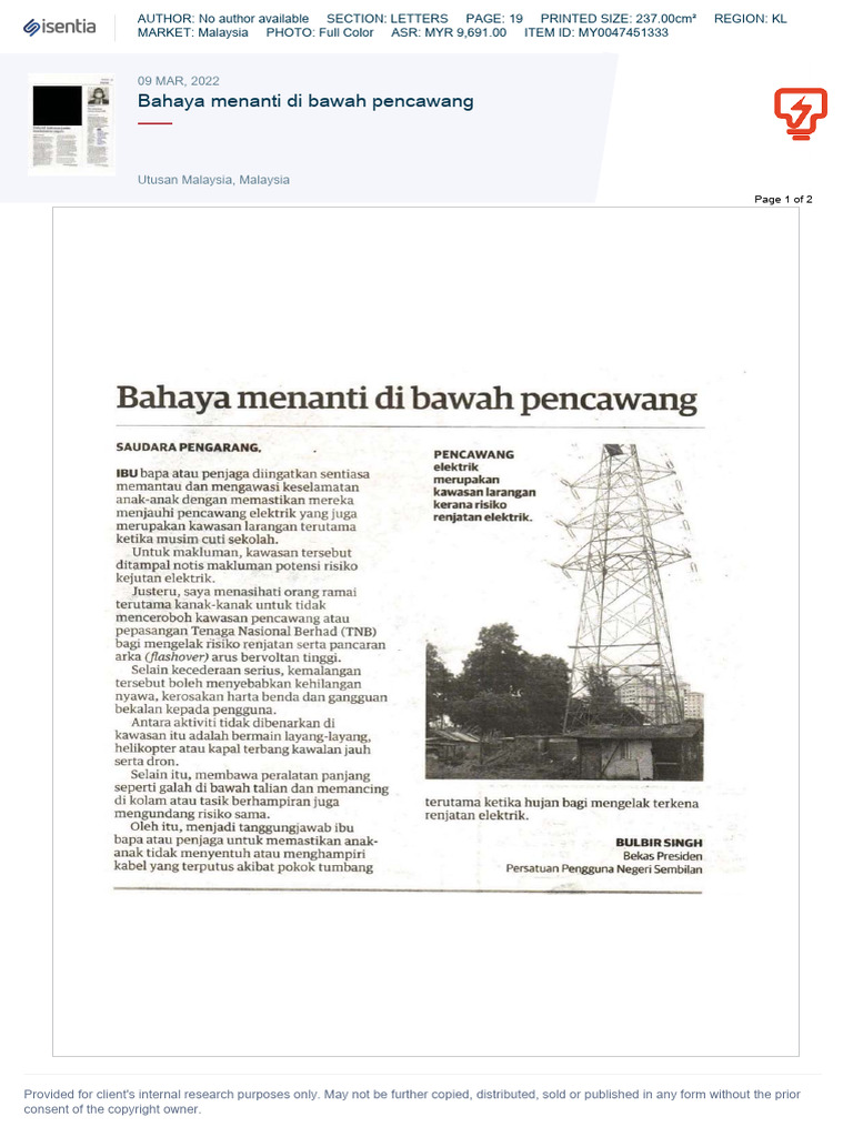 Bahaya Menanti Di Bawah Pencawang | PDF