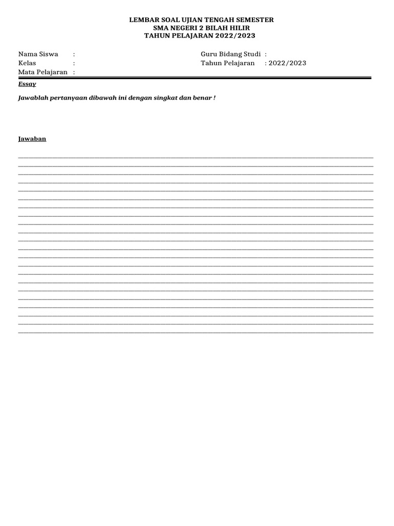 Format Uts Kelas 10-11 | PDF