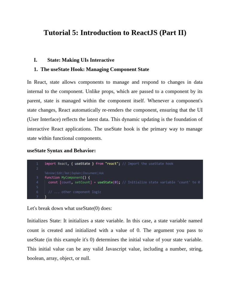 Tutorial 5 - Introduction To ReactJS (Part II) | PDF | Mobile App | Computer Programming