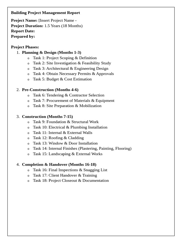 Building Project Management Report | PDF | Project Management ...