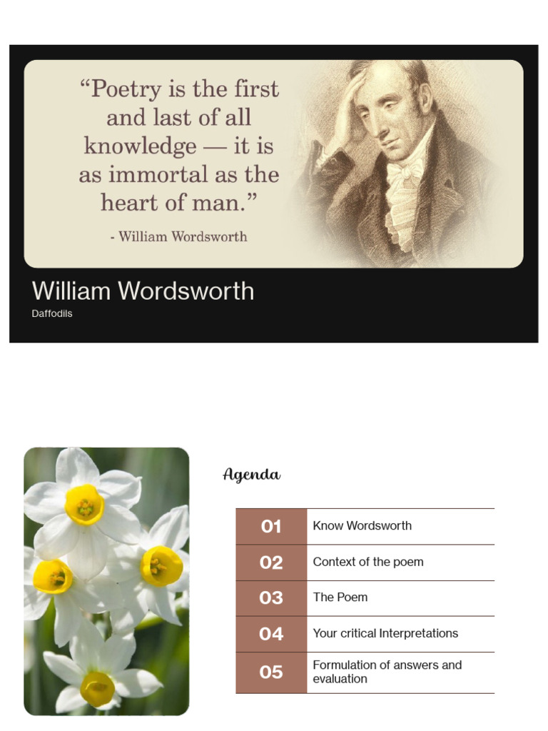 Daffodils (Unit 1 J Chapter 2) | PDF | William Wordsworth | Poetry