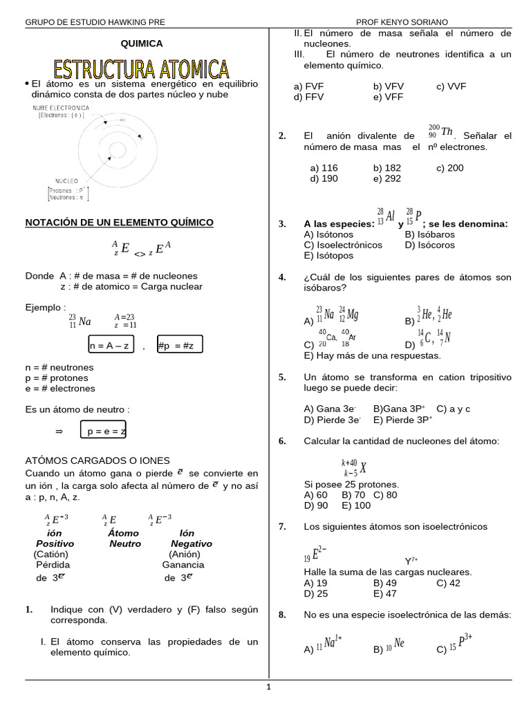 Conceptos Clave de Química Atómica y Iones | PDF | Neutrón | Átomos