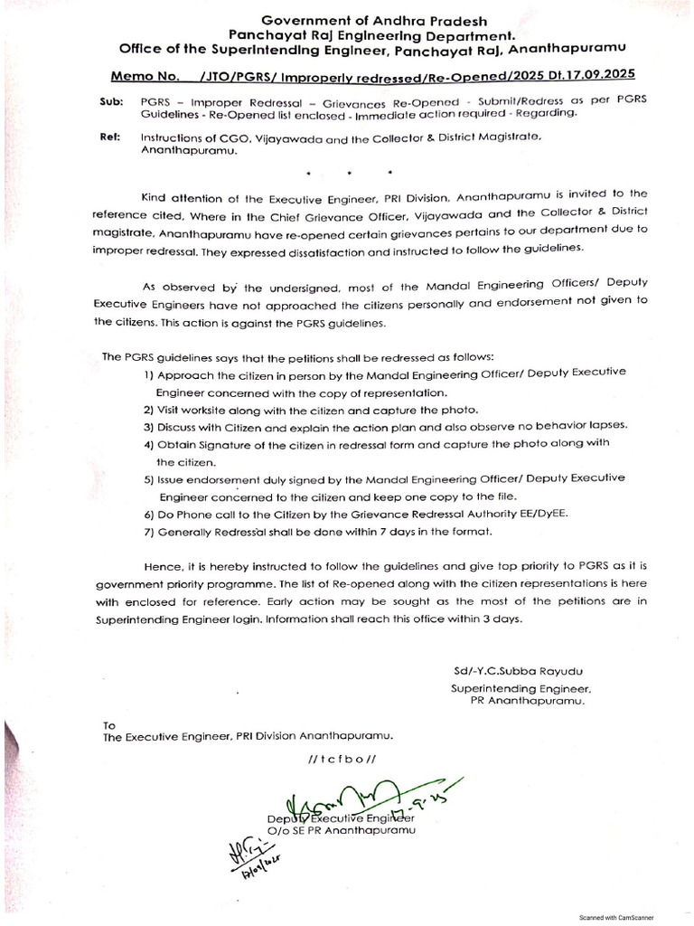 PGRS Guidelines For Re-Opened Grievances | PDF