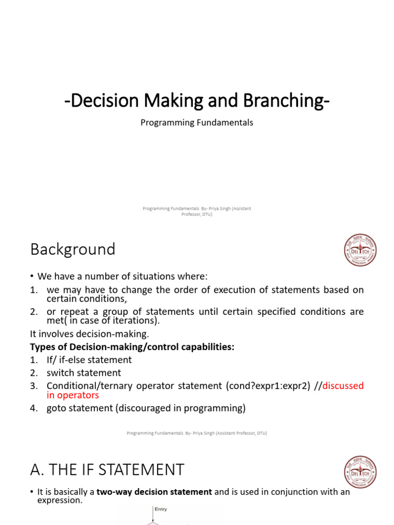 Decision Making and Branching | PDF | Control Flow | Computer Programming