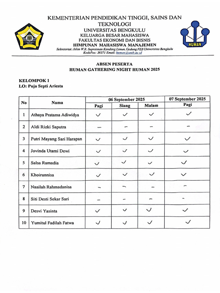 Absen Peserta HGN 2025 | PDF