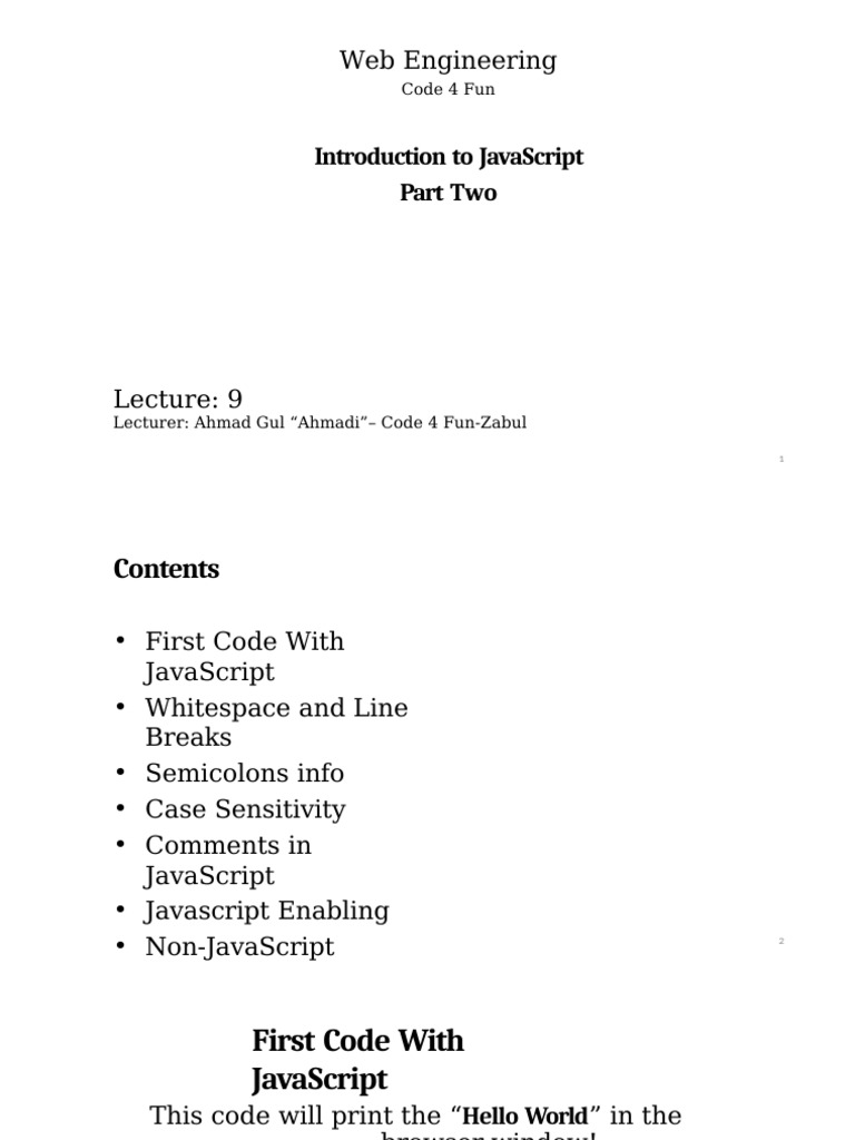 Lecture 9 | PDF | Java Script | Software Development