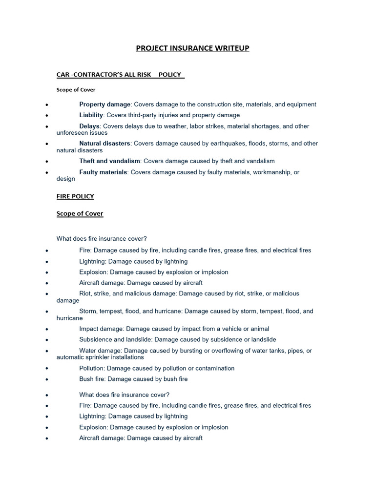Project Insurance | PDF | Storms | Natural Disasters