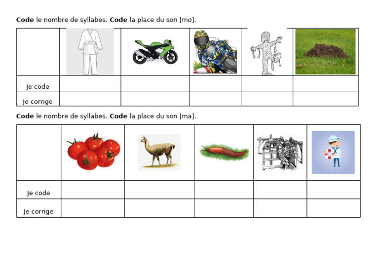 Activités Coder Nombre de Syllabes 2 | PDF