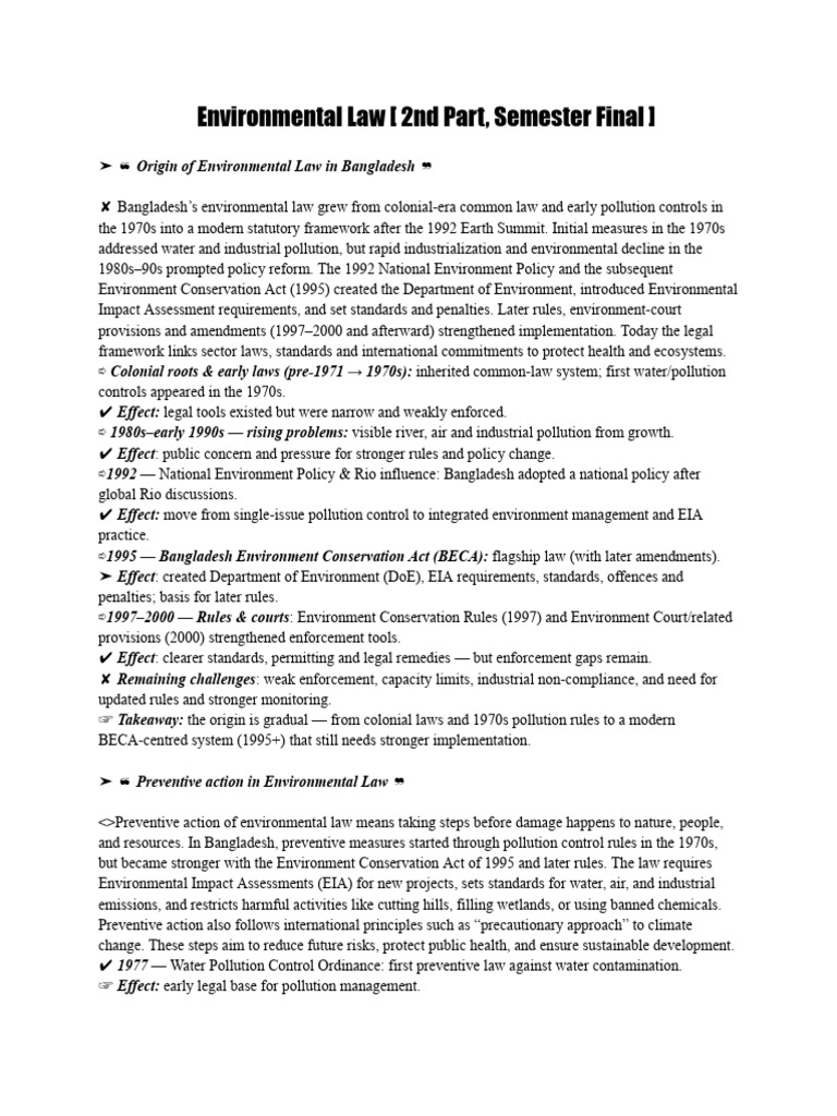 Environmental Law - 2nd Part, Semester Final | PDF | Endangered Species ...