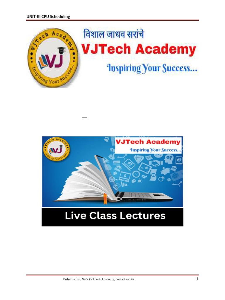 Unit-III CPU Scheduling | PDF | Scheduling (Computing) | Process (Computing)