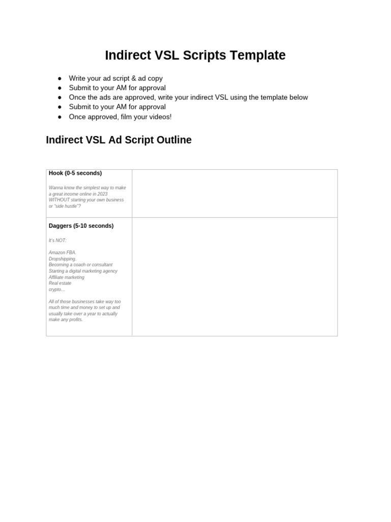 Indirect VSL Ads Script Template | PDF | Economies