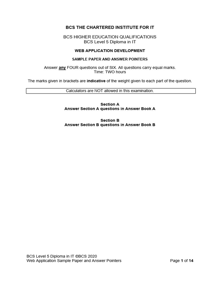BCS Level 5 IT Diploma: Web App Exam Guide | PDF | Angular Js | Java Script
