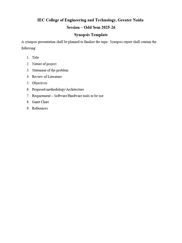 Synopsis Template | PDF