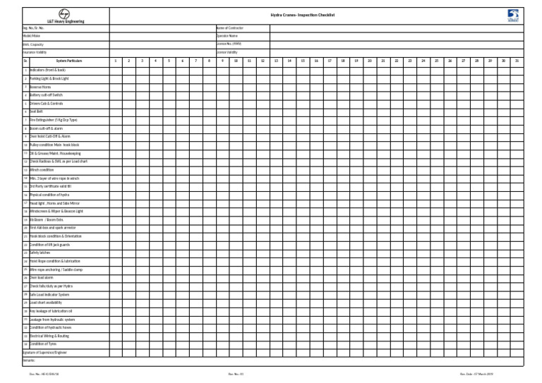 Heic-Ehs-18 Hydra Checklist | PDF