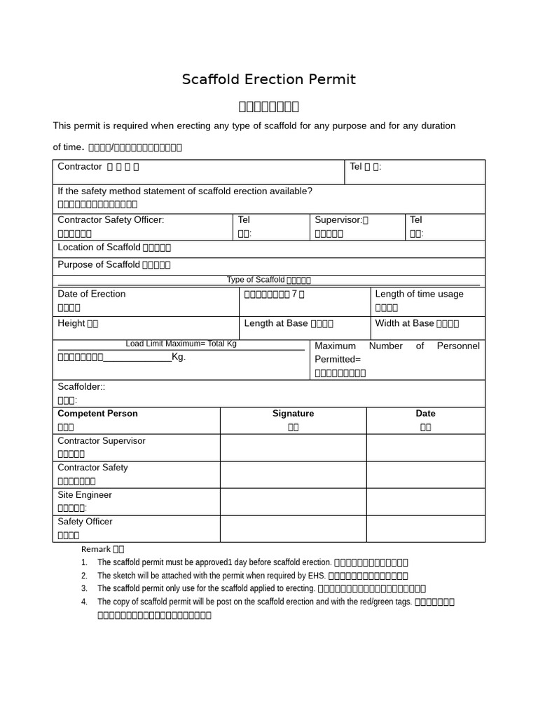 Scaffold Work Permit | PDF