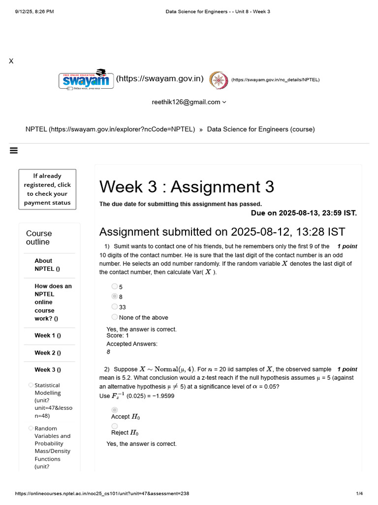 Week 3 Data Science Assignments | PDF | Statistical Significance | P Value