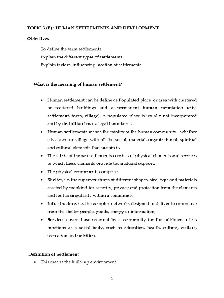 Understanding Human Settlements and Development | PDF | Energy ...