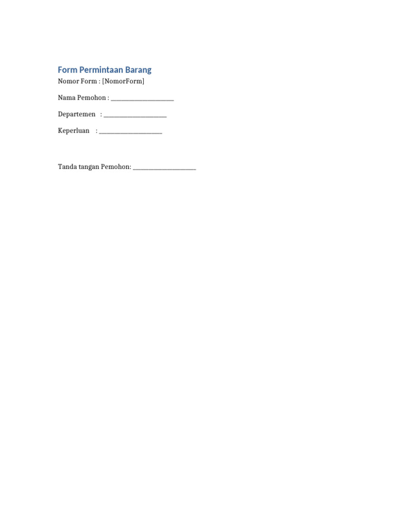 Formulir Permintaan Barang Internal | PDF