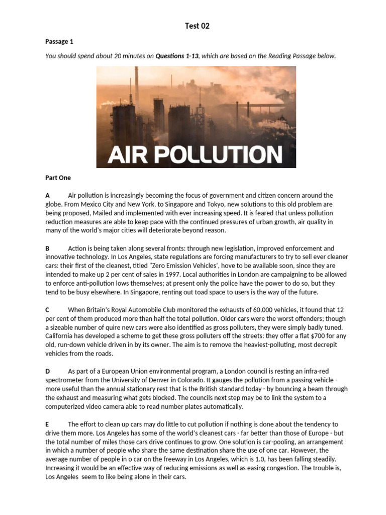 Air Pollution Solutions in Major Cities | PDF | Air Pollution ...