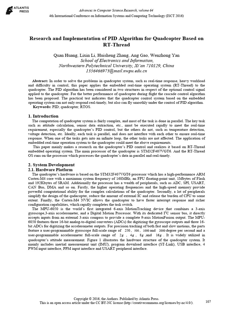 Research and Implementation of PID Algorithm For Quadcopter Based On ...
