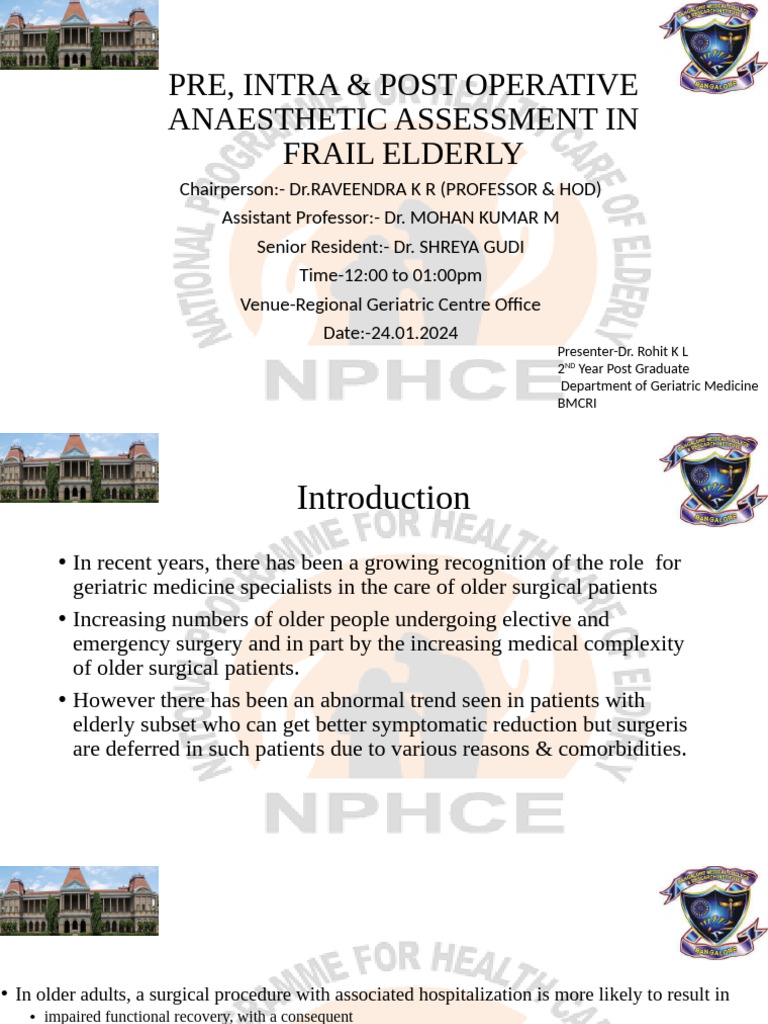 Anesthetic Assessment in Frail Elderly | PDF | Anesthesia | Surgery