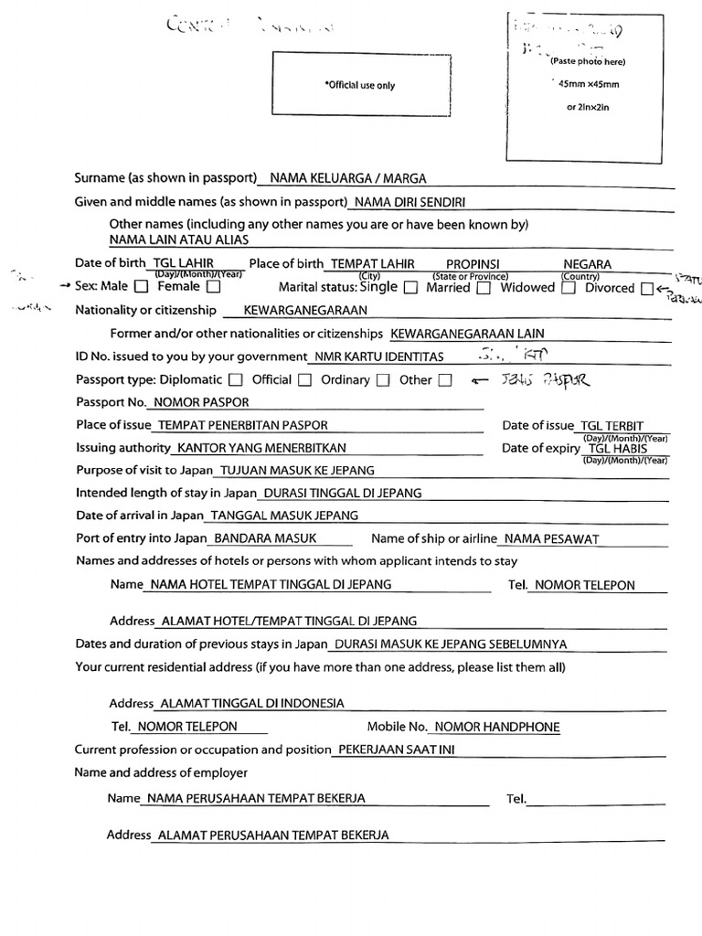 Cara Isi Form Urus Visa | PDF