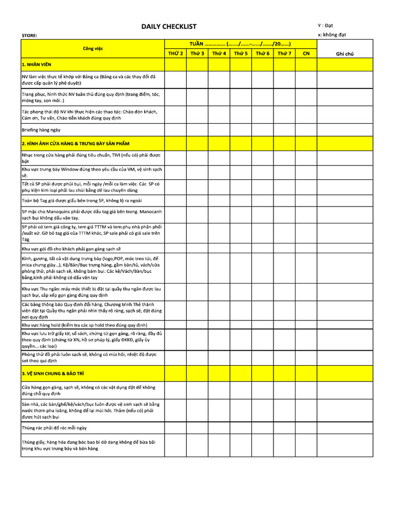 10 - Daily Store Check List2 - N | PDF
