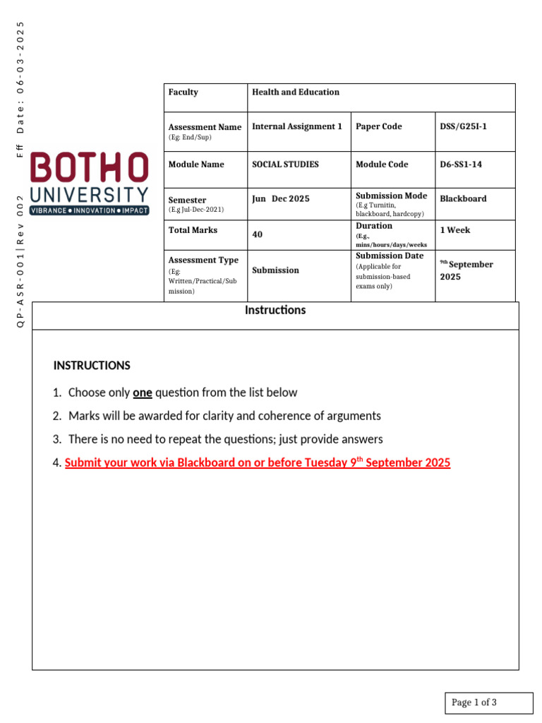 Social Studies Internal Assignment Guide | PDF | Argument