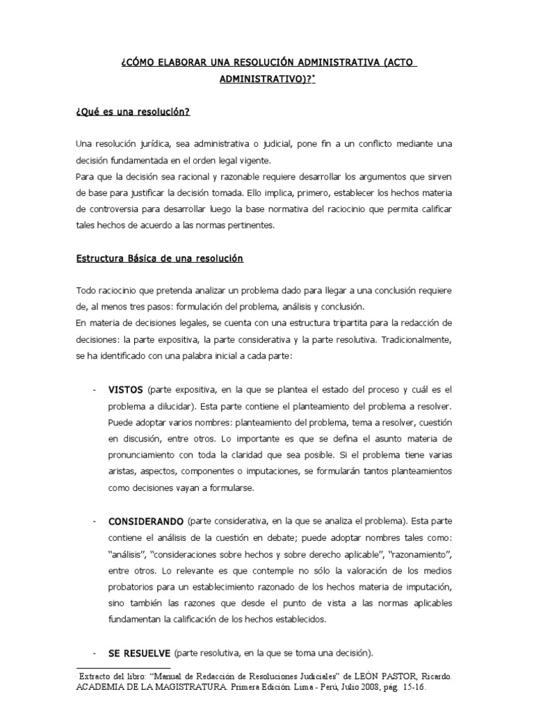 CÓMO ELABORAR UNA RESOLUCIÓN ADMINISTRATIVA