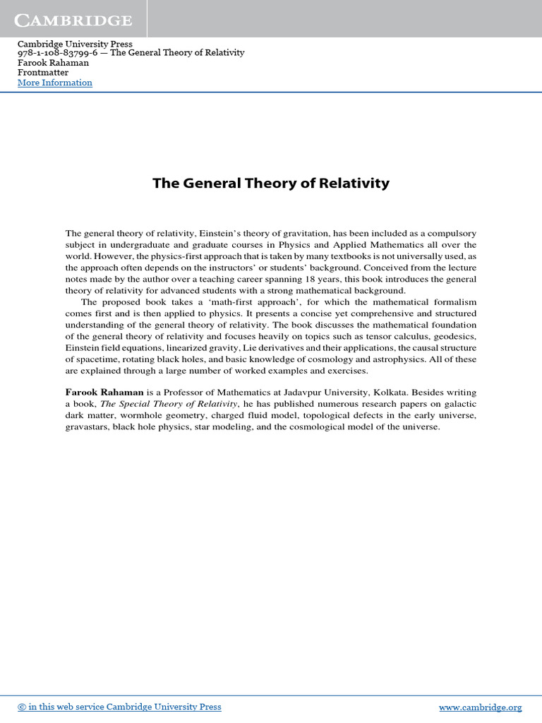 General Theory of Relativity | PDF | General Relativity | Gravity