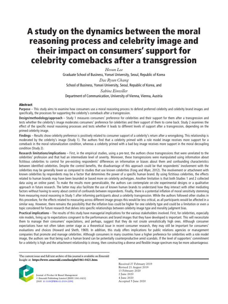 Celebrity Comebacks and Moral Reasoning | PDF | Brand | Reason