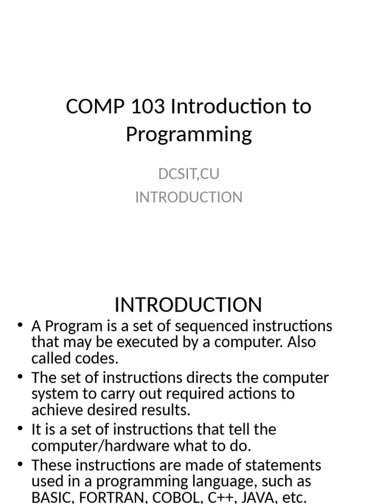 COMP 103 L2-Fundamentals - Student | PDF | Computer Program | Programming