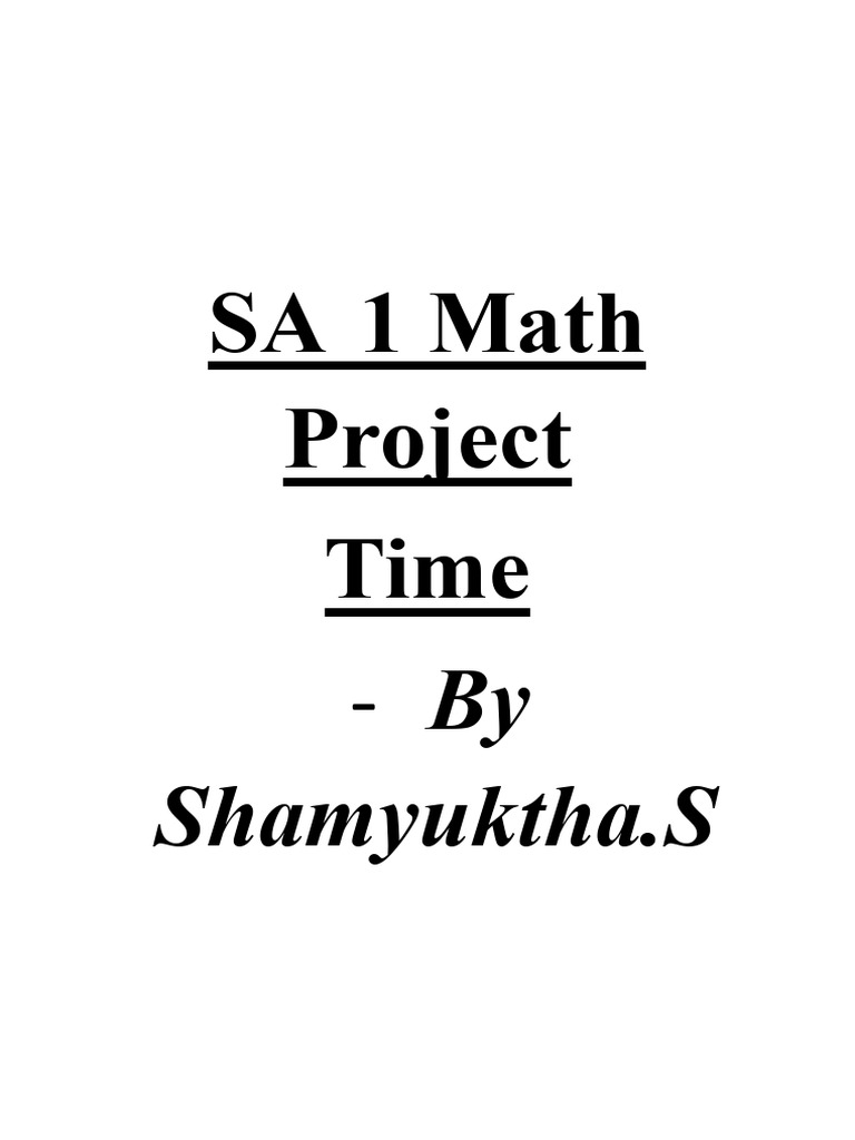 SA 1 Math Project Time (Sample) | PDF | Calendar