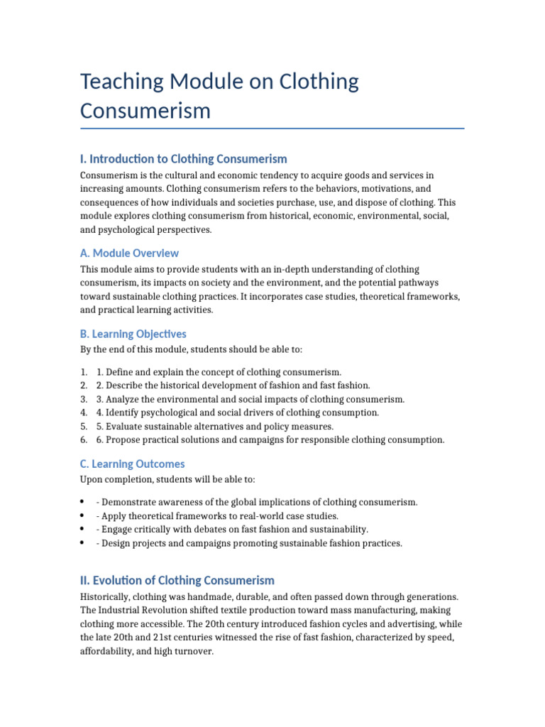 Module Clothing Consumerism | PDF | Consumerism | Sustainability