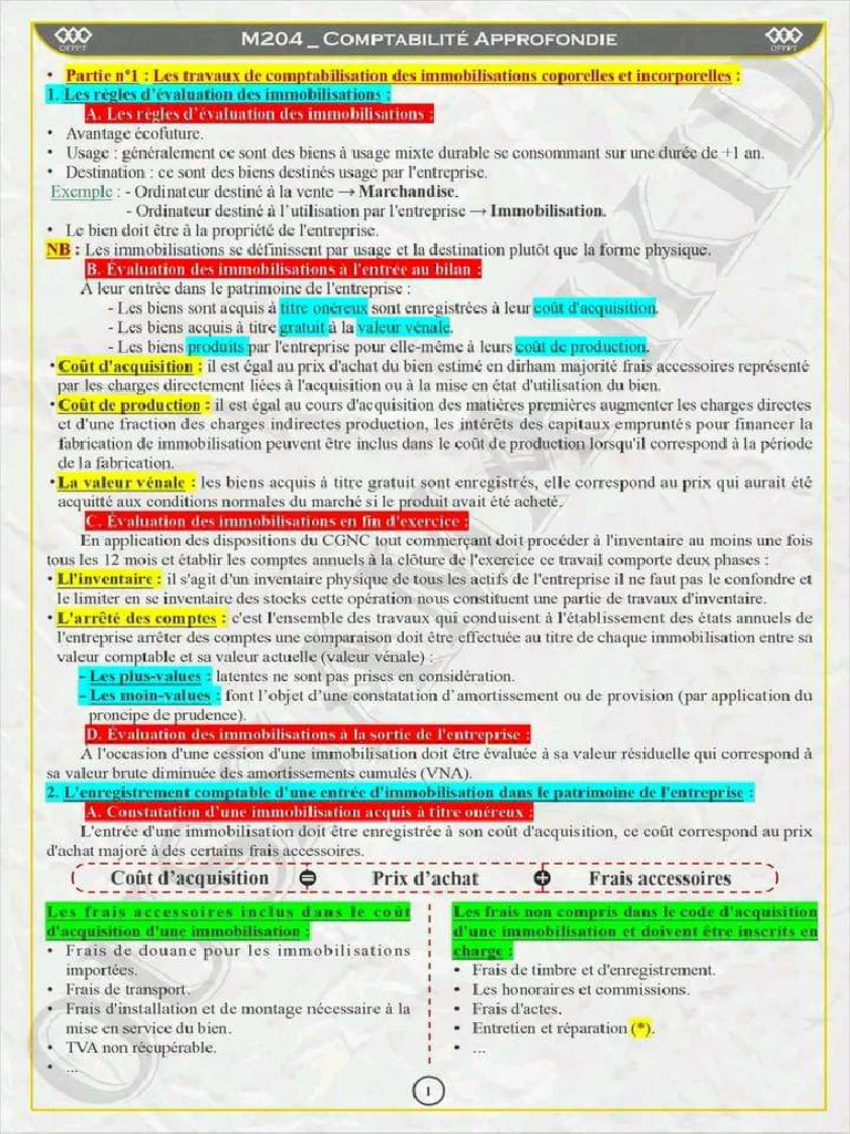 Resumé Comptabilité Approfondie | PDF
